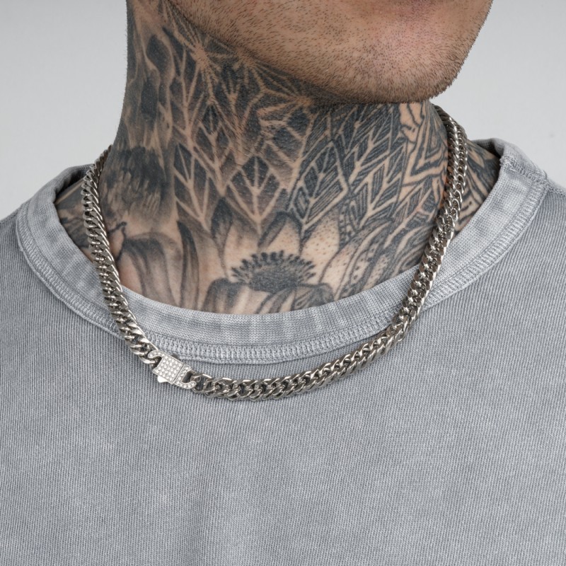 BTG AVATAR ZIRCON 9MM Silver Neck Chain Stainless Steel