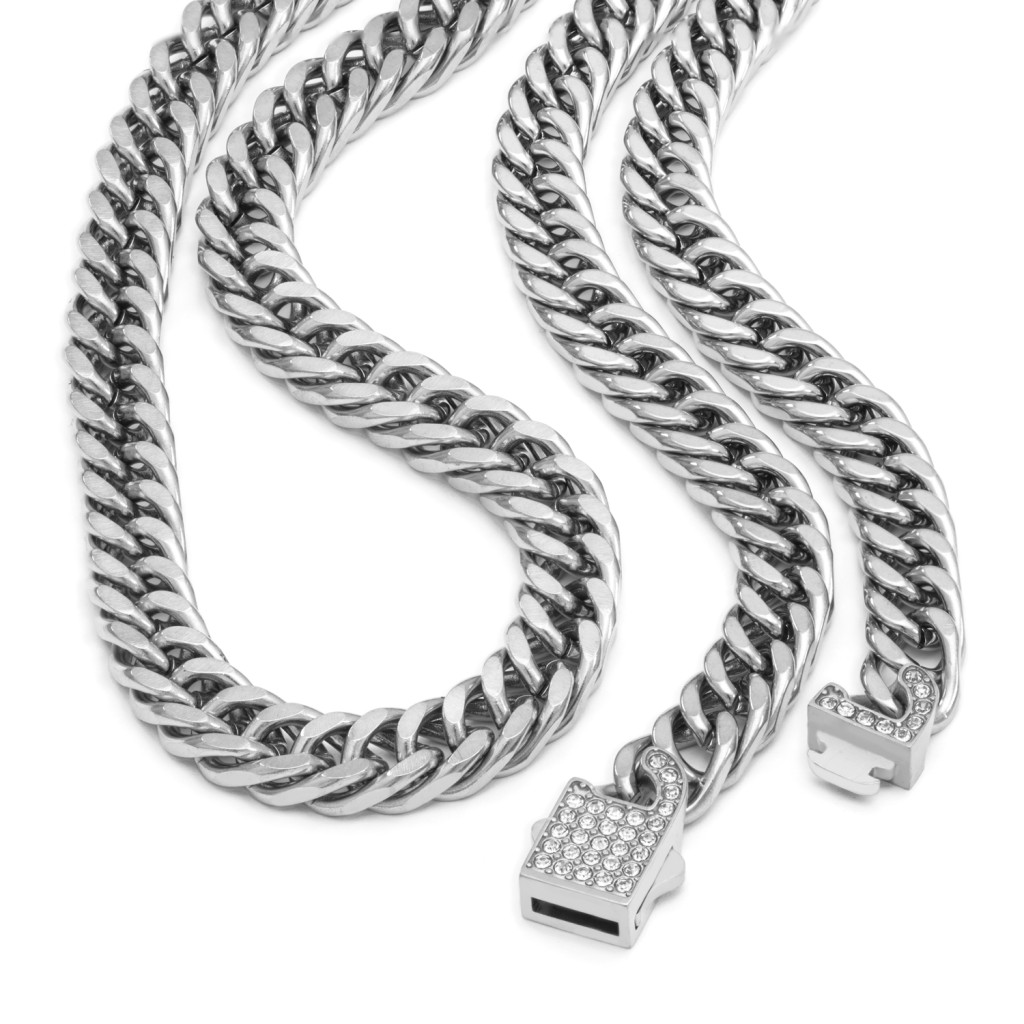 BTG AVATAR ZIRCON 9MM Silver Neck Chain Stainless Steel
