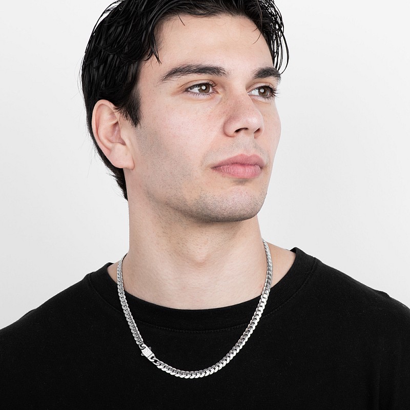 BTG SNAKE ZIRCON 7MM Silver Neck Chain Stainless Steel