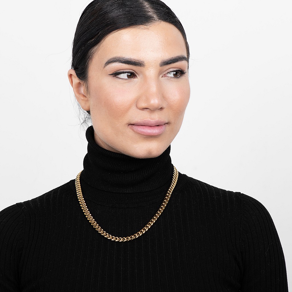 BTG MIAMI BASE 8MM Gold Necklace Stainless Steel 18K Gold Plated
